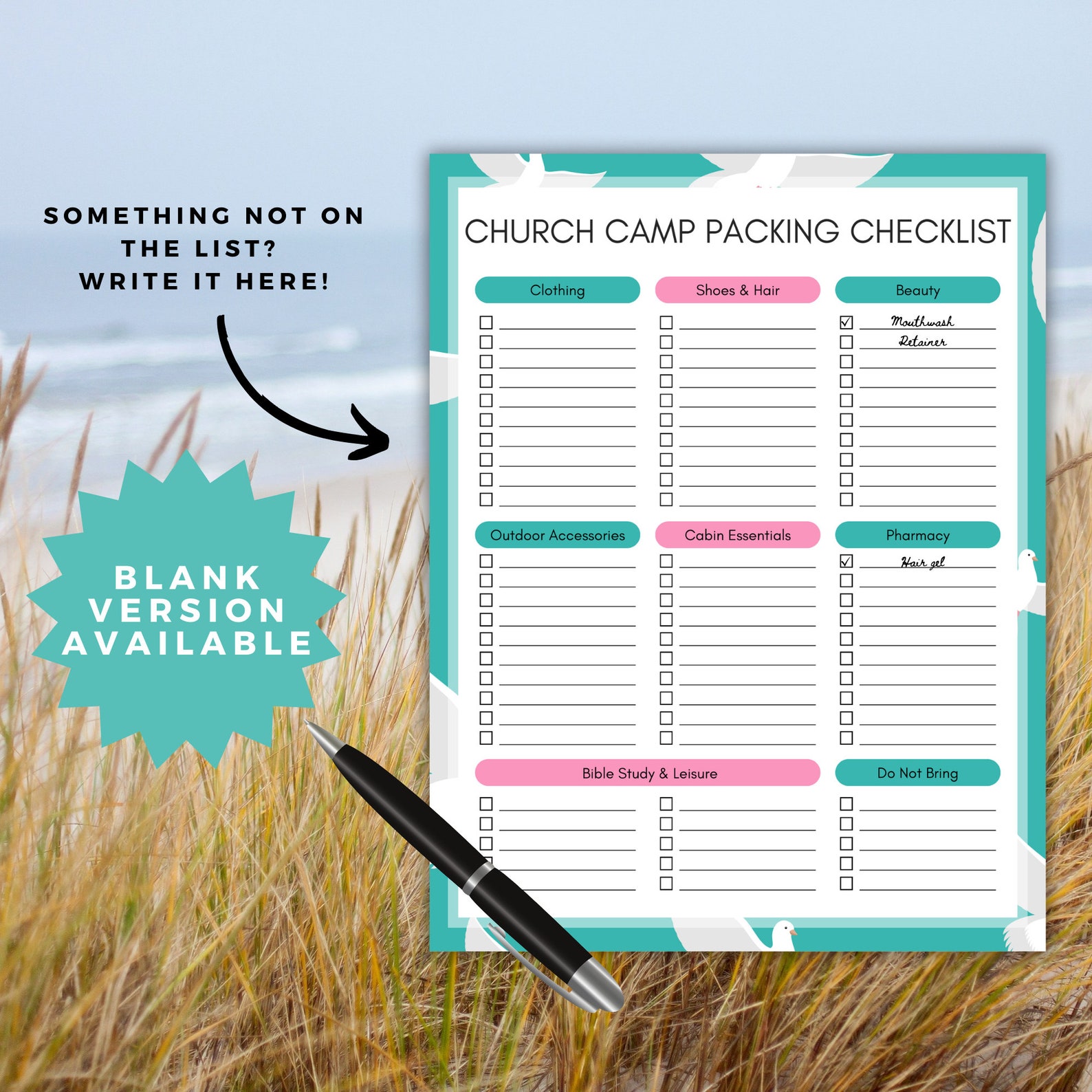 Printable Church Camp Packing Checklist - Dove Design - Etsy