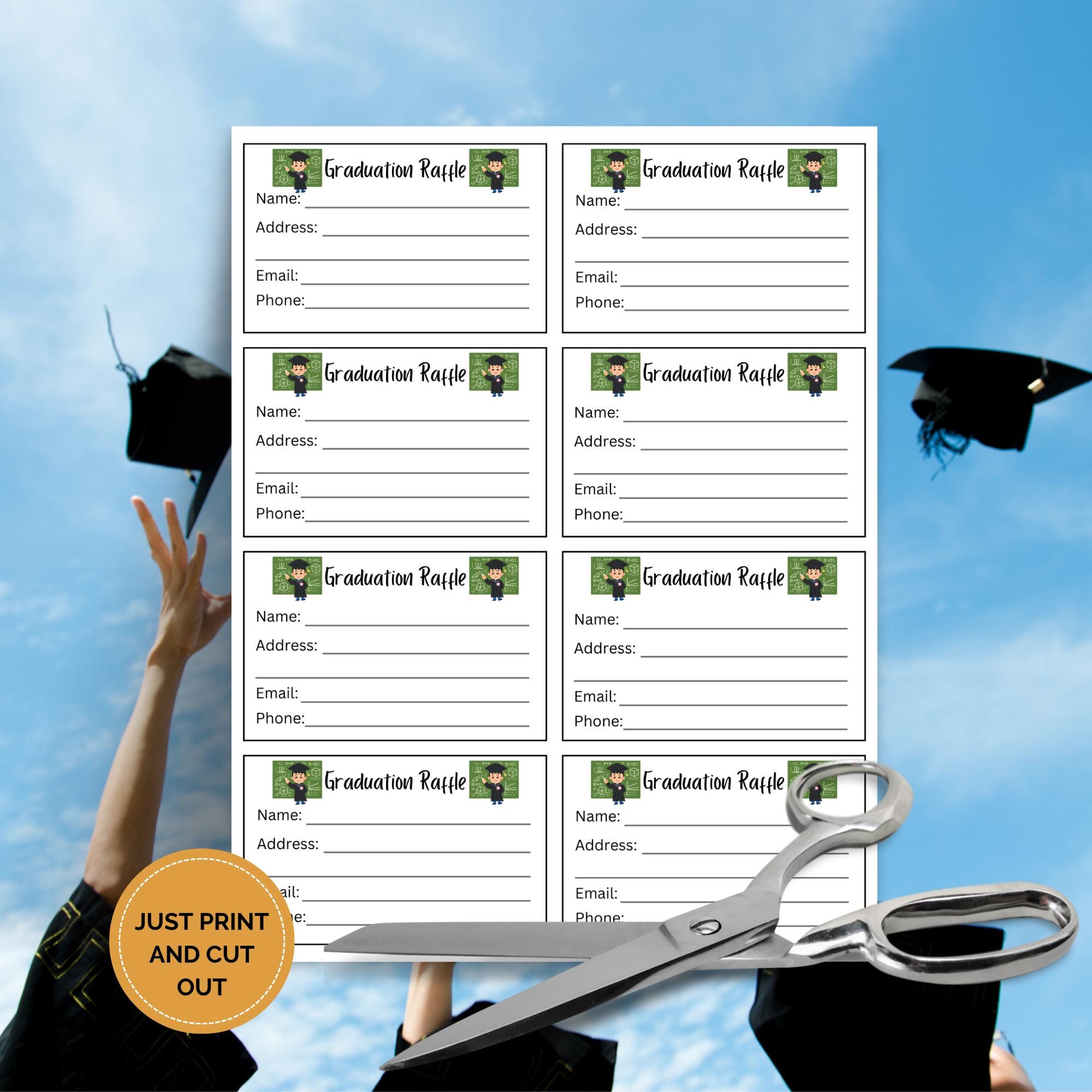 Editable Graduation Fundraiser Raffle Ticket Template, High School or ...