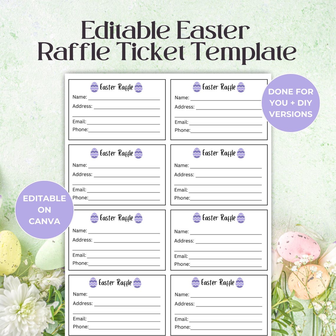 Editable Easter Raffle Ticket Template, Church Fundraising Event ...