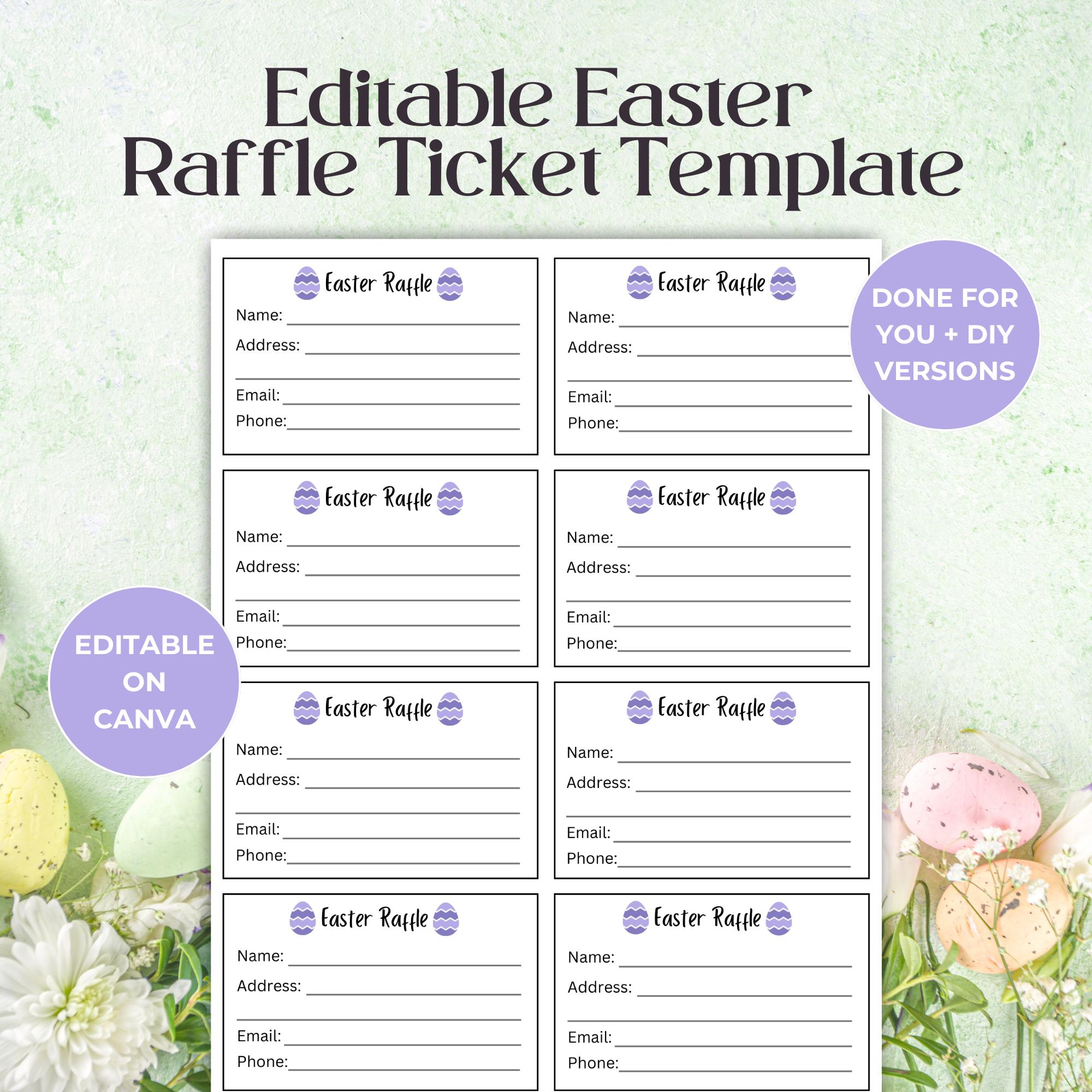 Editable Easter Raffle Ticket Template, Church Fundraising Event ...