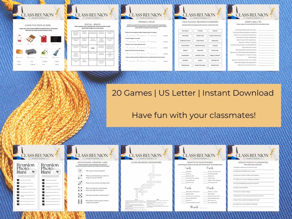 Printable Class of 2005 Class Reunion Games, High School Reunion, 20th ...