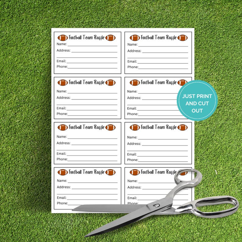 Editable Football Raffle Ticket Template, Fundraising Event, School PTO ...