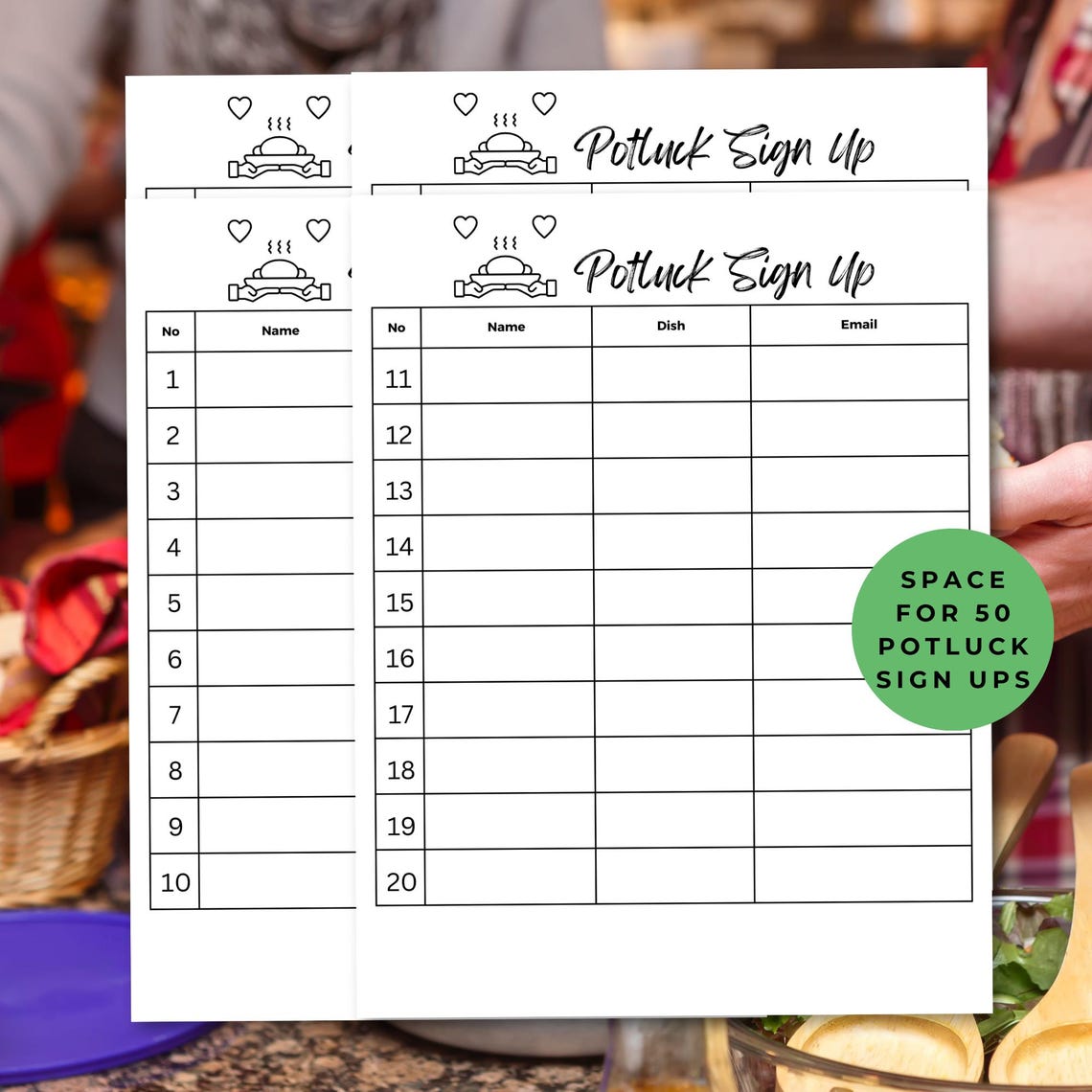 Printable Potluck Sign up Sheet, Event Planning for Church Potluck ...