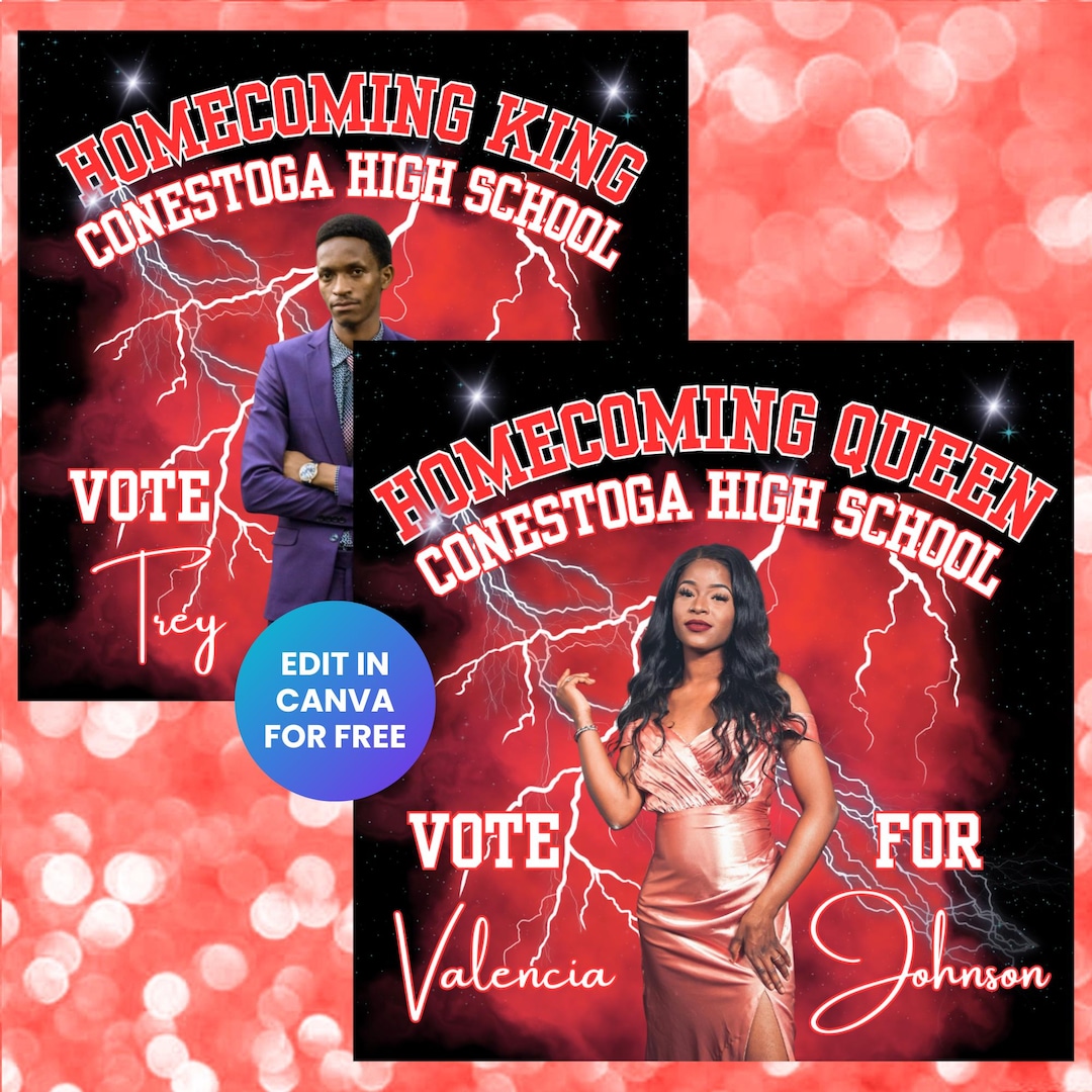 Editable Homecoming Queen and King Flyer Bundle, Vote for Me Hoco Class ...