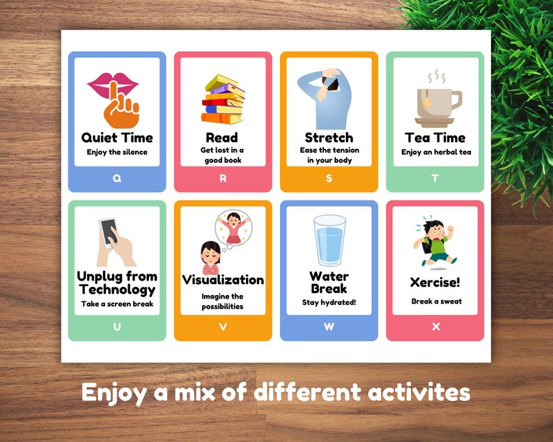 Printable A-Z Self Care Flashcards for Kids or Adults, Wellness ...