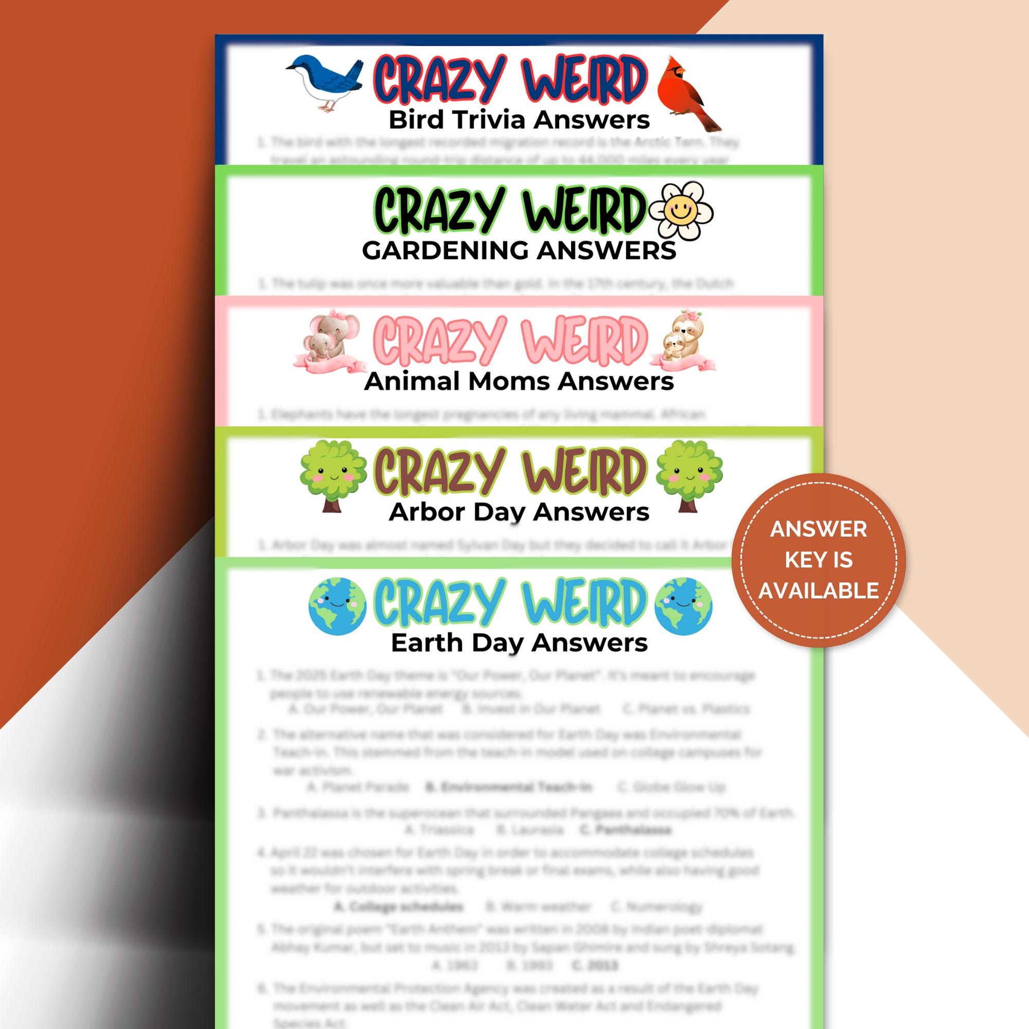 Printable Crazy Weird Nature Lovers Trivia Game Bundle, Pub Trivia ...