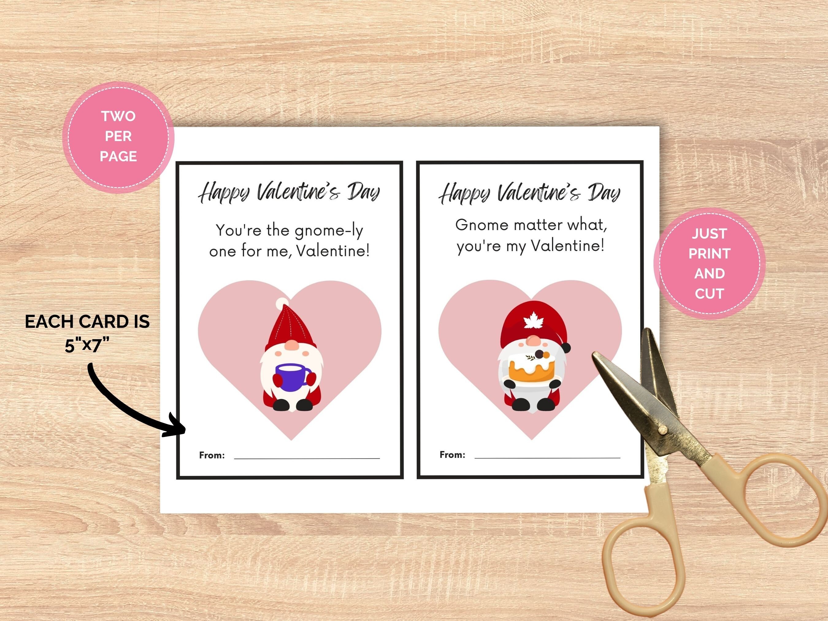 Gnome Printable Valentine Cards, Classroom Valentines, School ...