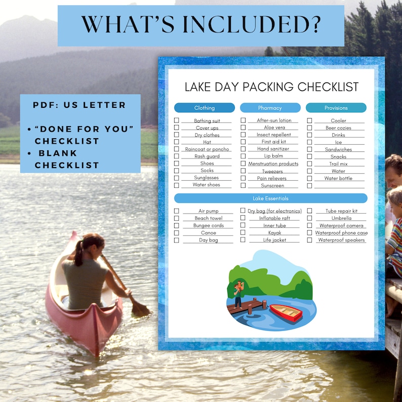 Printable Lake Day Packing Checklist for All Your Travel Essentials - Etsy