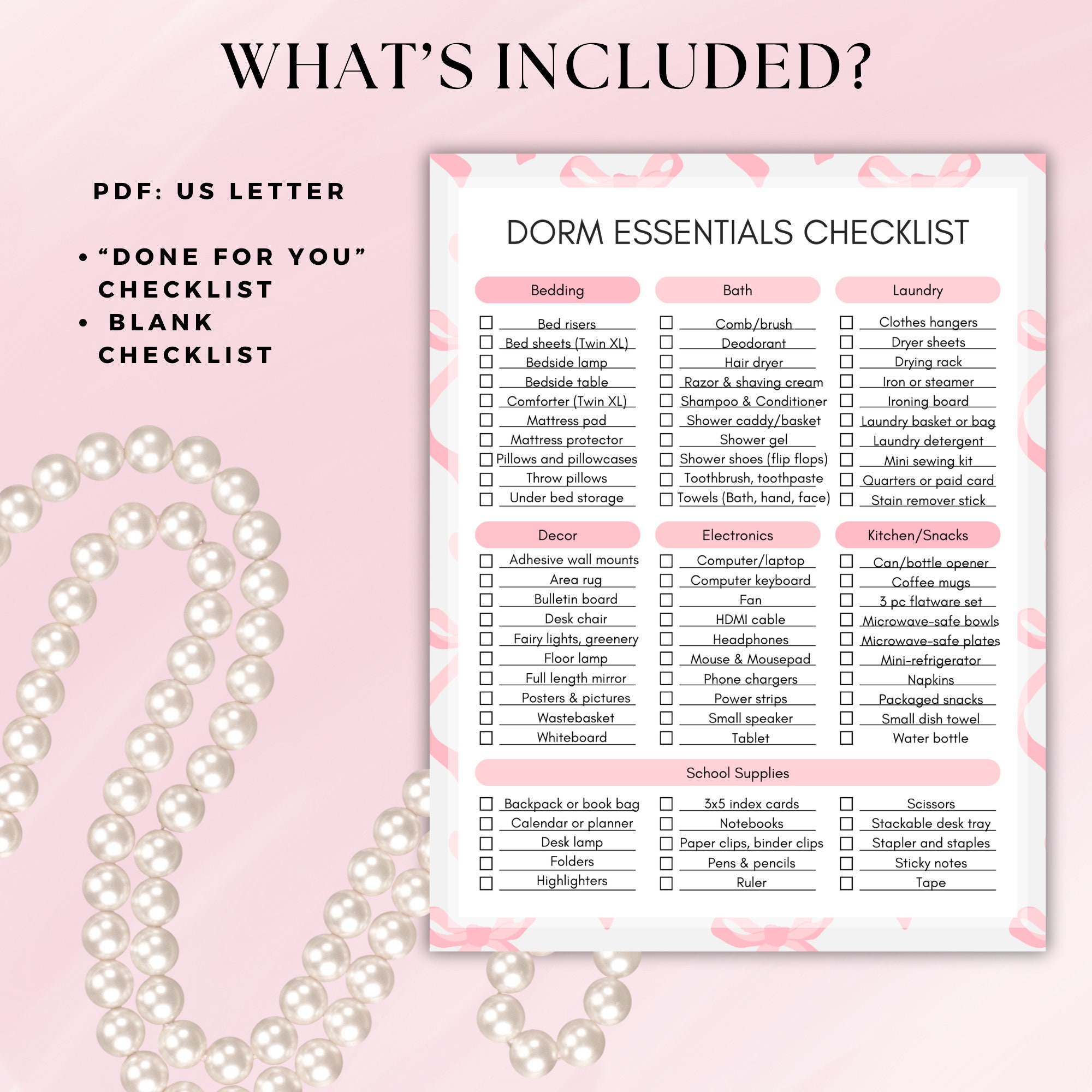 Printable Dorm Room Essentials Checklist - A Pink Bow Coquette ...