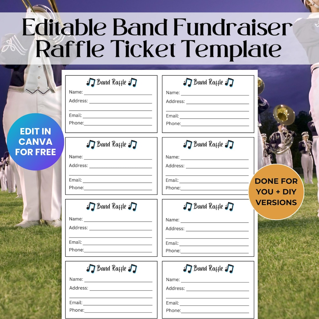 Editable Band Raffle Ticket Template, Marching Band Fundraising Event ...