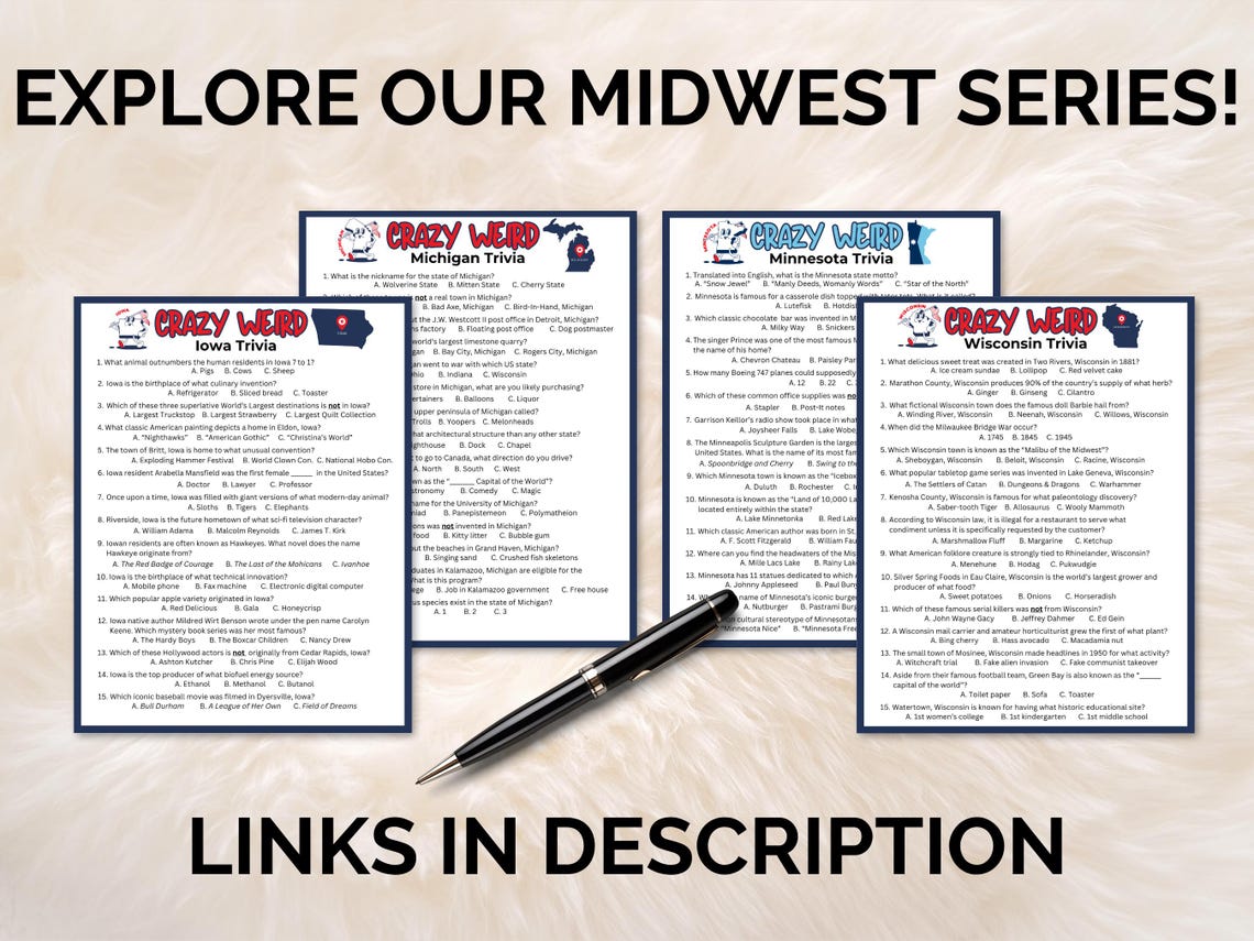 Printable Crazy Weird Michigan Trivia Game, US States Pub Trivia ...
