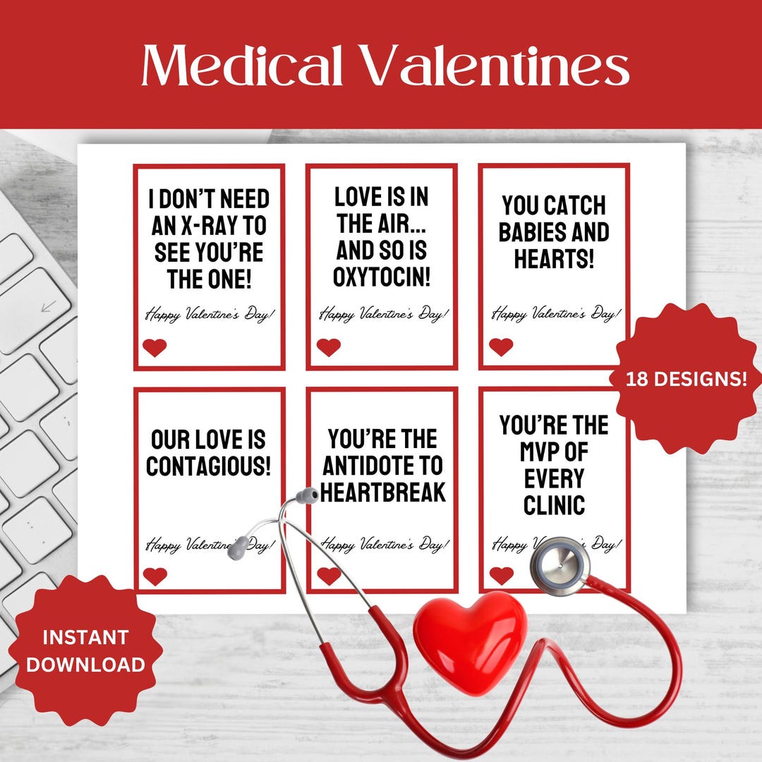 Printable Funny Medical Valentines for Your Work Bestie, Funny ...