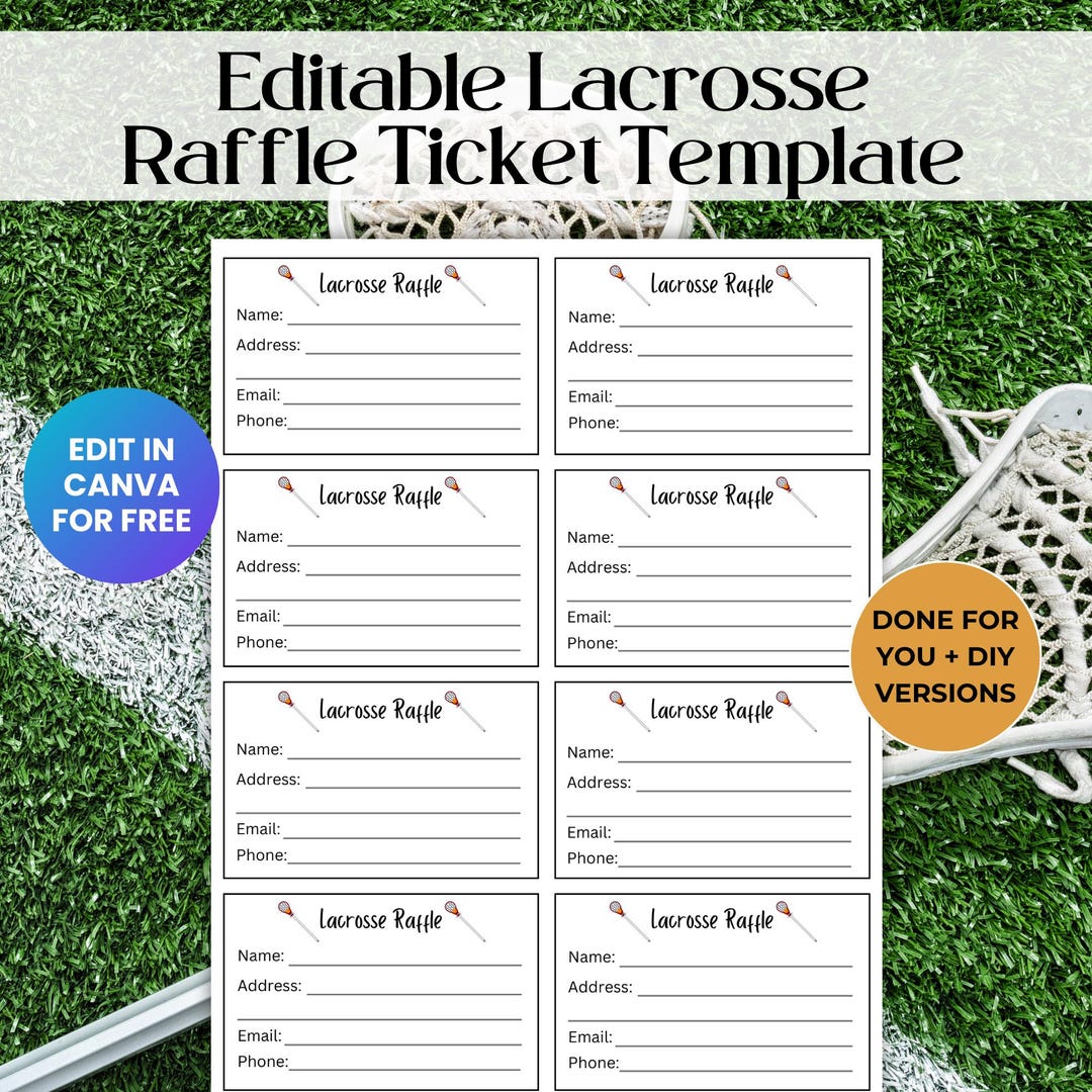 Editable Lacrosse Raffle Ticket Template, Fundraising Event, School PTO ...