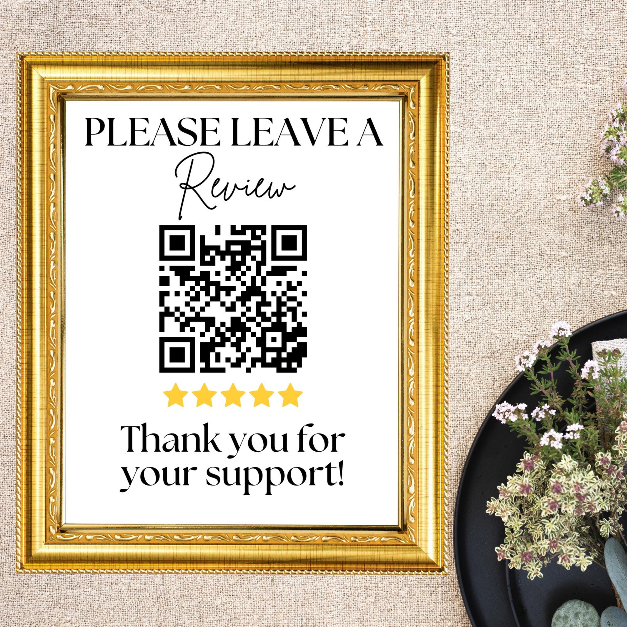 Editable Please Leave a Review QR Code Sign Template, Thank You ...