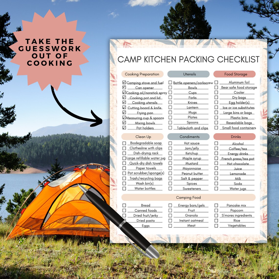Printable Camping Essentials Checklist Minimalist, Camping Packing ...
