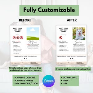 Editable Shelter Pet Adoption Profile, Animal Shelter Kennel Card ...