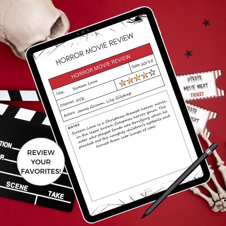 Spooky Digital Horror Movie Review Journal With Bonus Halloween Bingo ...