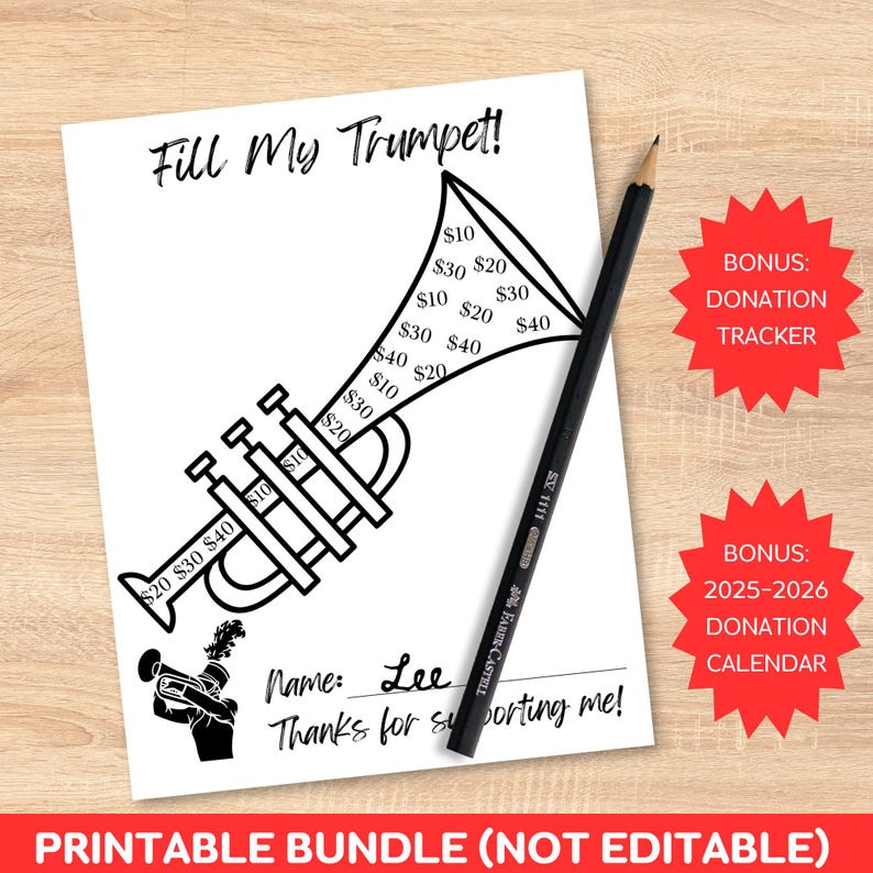 Printable Marching Band Fundraiser Bundle: Pick a Date Donation ...