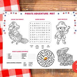 Printable Pirate Themed Paper Placemats, Summer Coloring Placemats - Etsy
