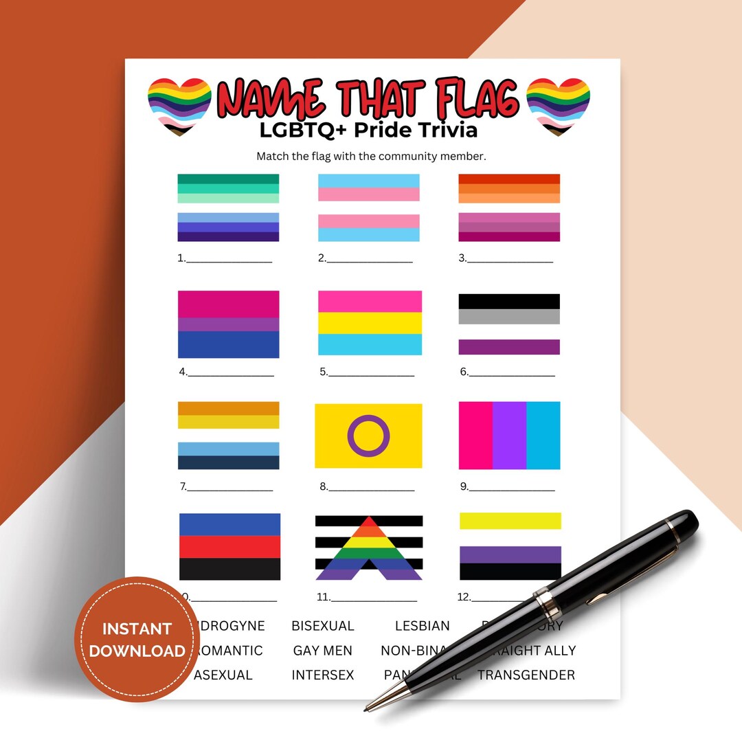 Printable LGBTQ Pride Flags Matching Trivia Game, Pub Trivia Night ...