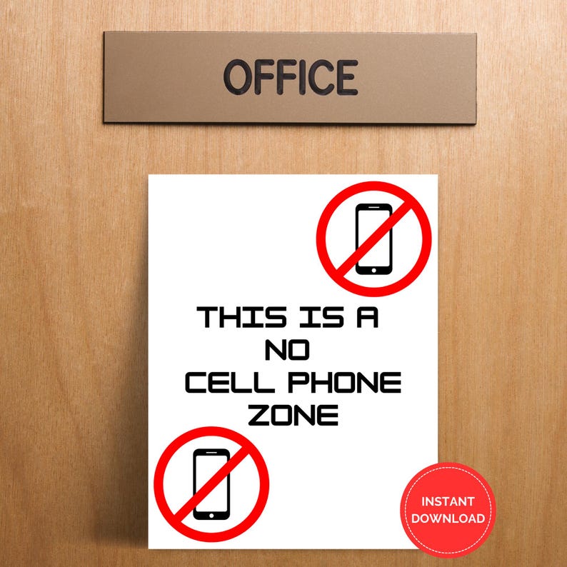 Printable No Cell Phone Zone Sign for Businesses, Classrooms, Churches ...