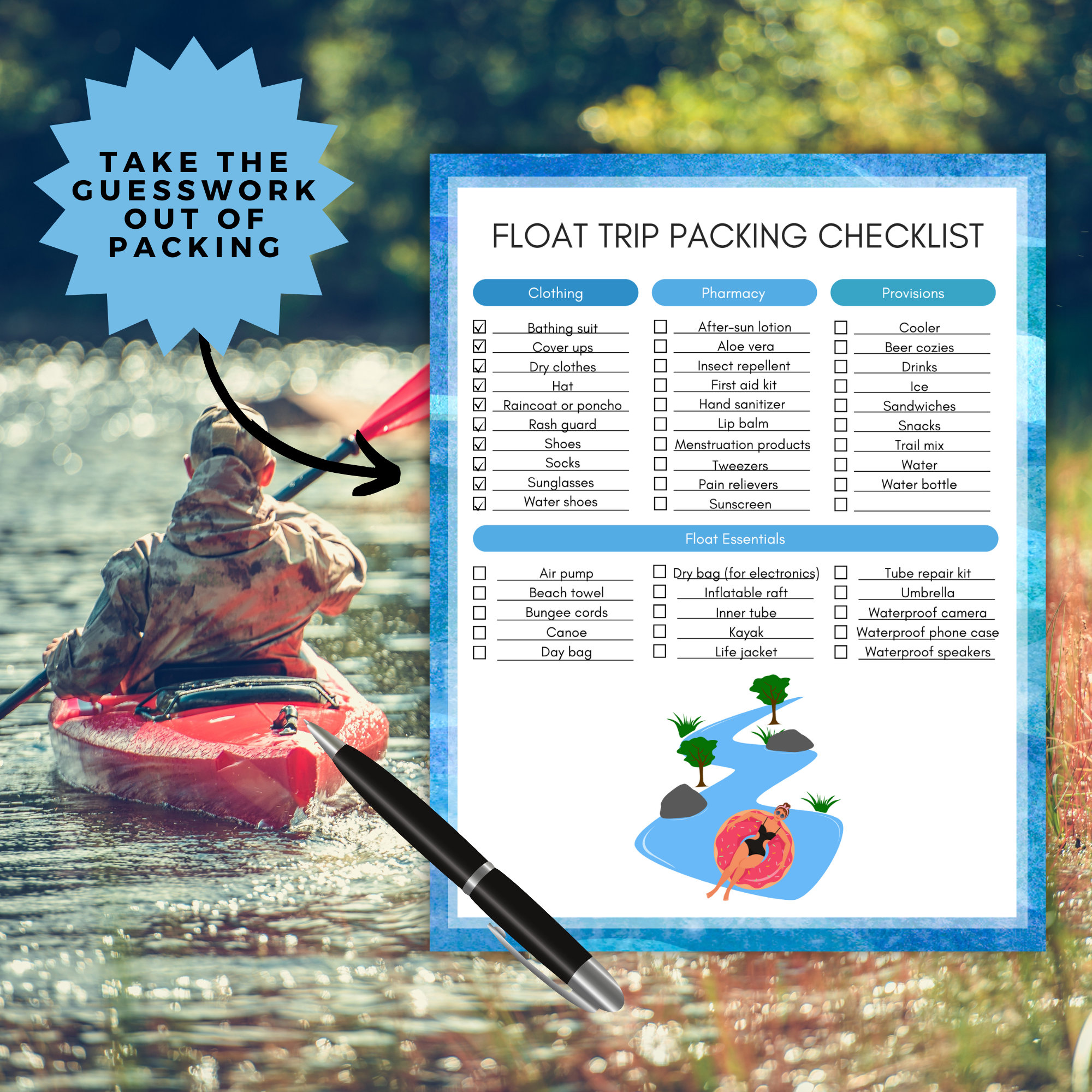 Printable Float Trip Packing Checklist for All Your Travel Essentials ...