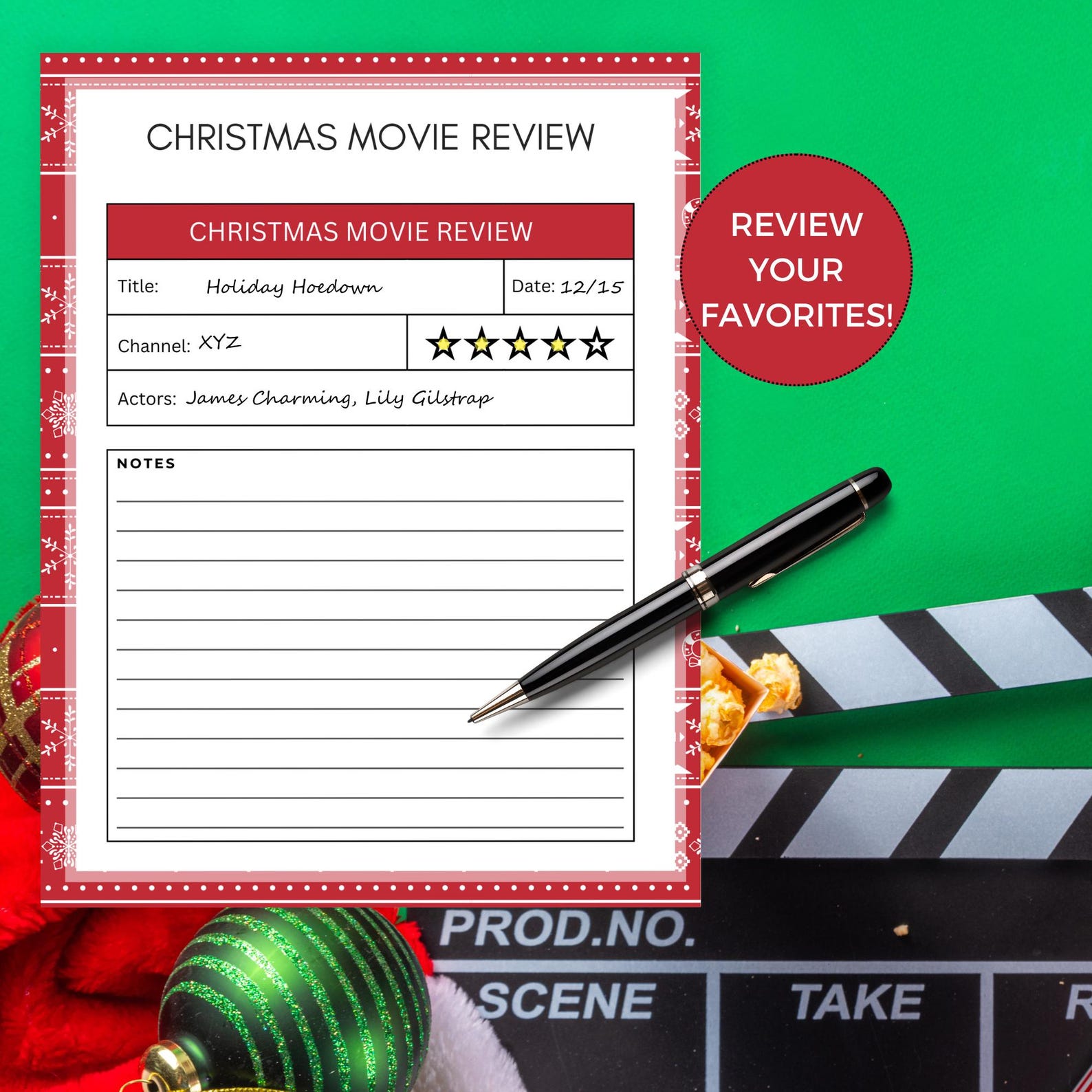 Printable Christmas Movie Review Journal Bundle With Bonus Christmas ...
