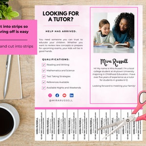 Editable Tutor Tear off Flyer Template, Tutoring Business Flyer ...