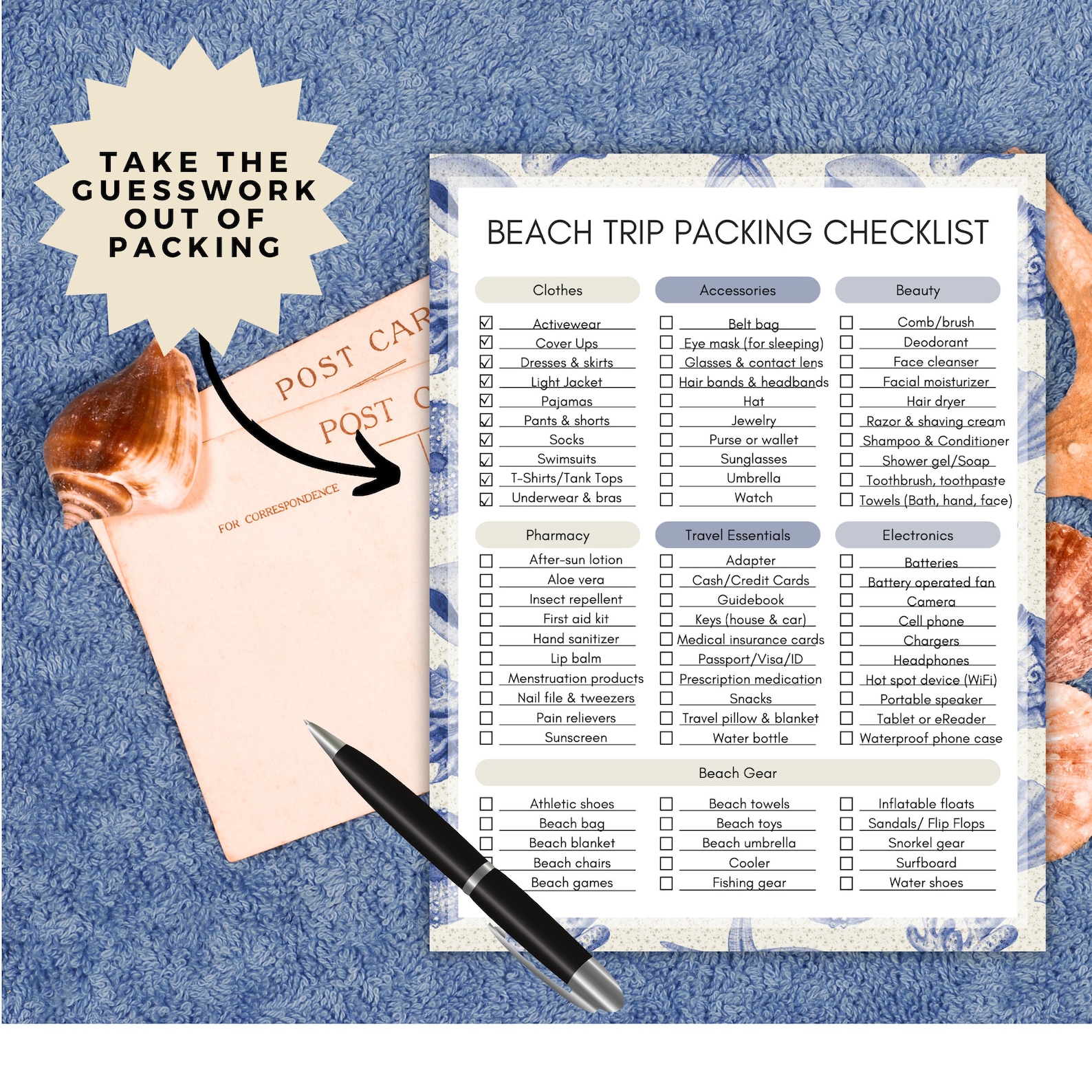 Printable Family Beach Vacation Packing Checklist for All Your Travel ...