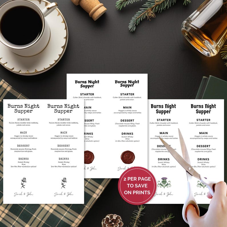 Editable Robert Burns Night Supper Kit With Menu Card Template and ...