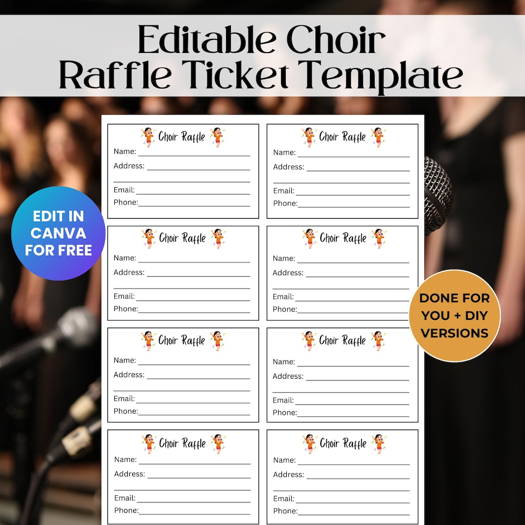 Editable Choir Raffle Ticket Template, Church or Show Choir Fundraising ...