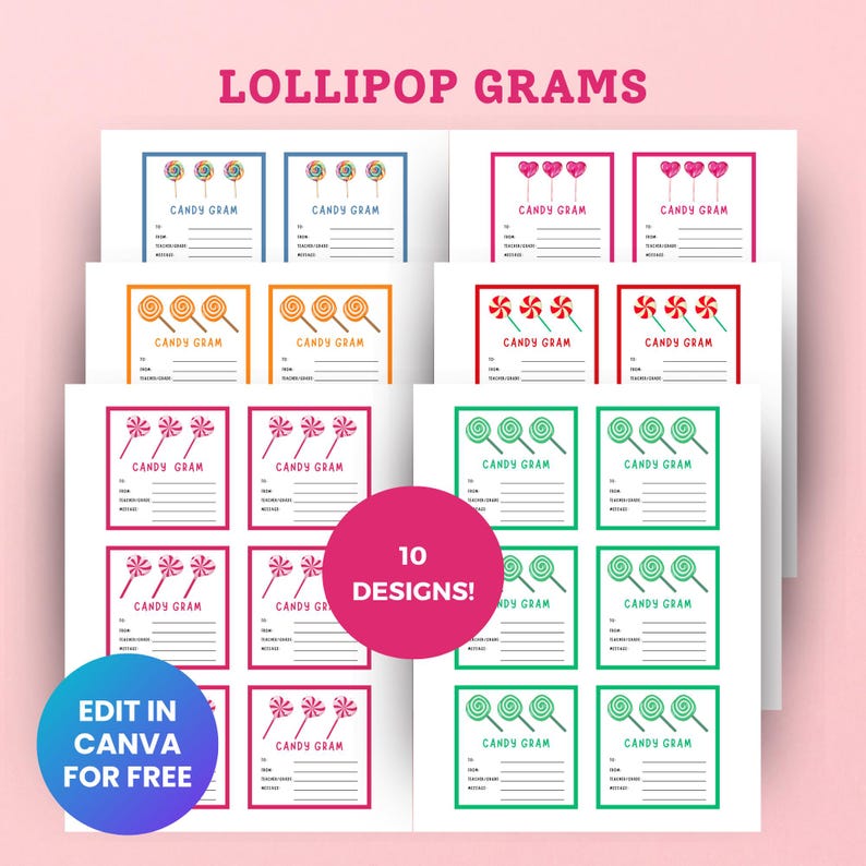 Editable Lollipop Candy Grams, Holiday PTO Candy Fundraiser for ...