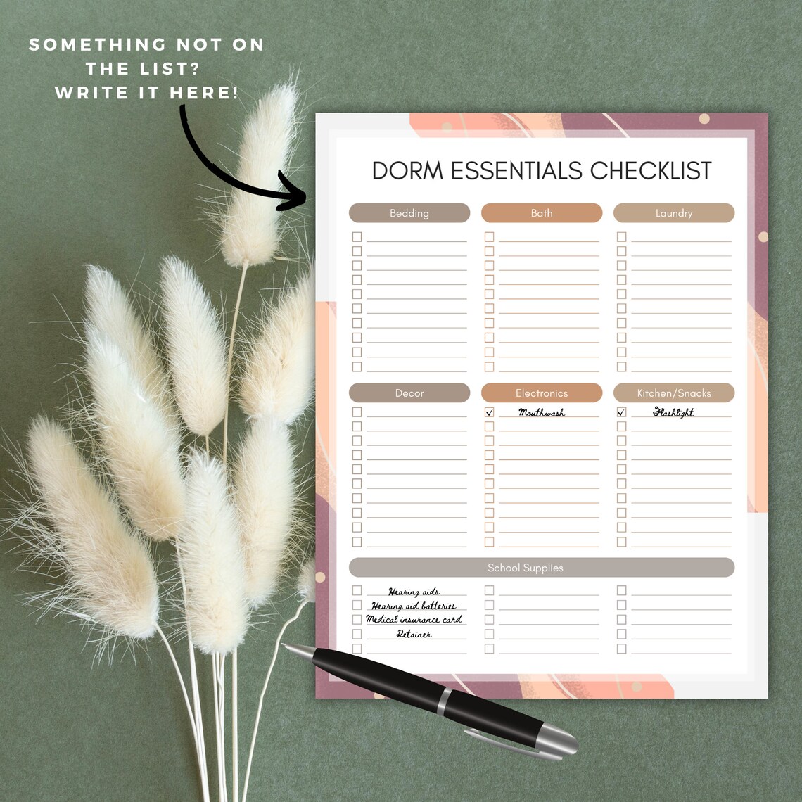 Editable College Dorm Essentials Checklist - A Printable Boho Aesthetic ...