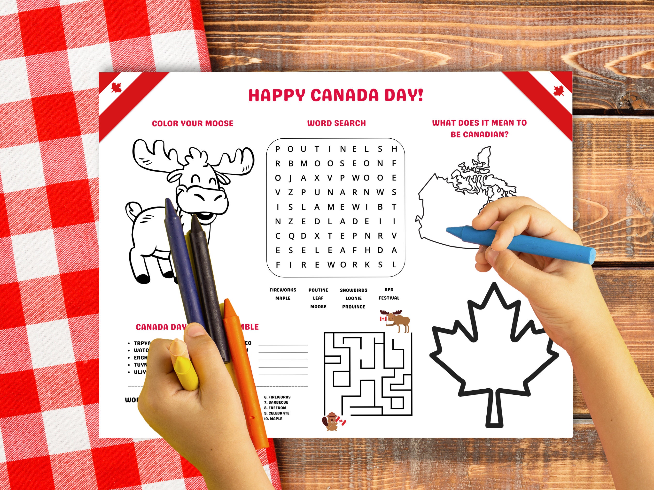 Printable Canada Day Activity Placemat, Canada Day Games, Kids Summer ...