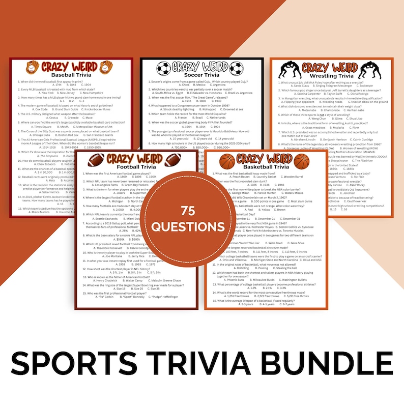 Printable Crazy Weird Sports Trivia Game Bundle, Pub Trivia Night ...