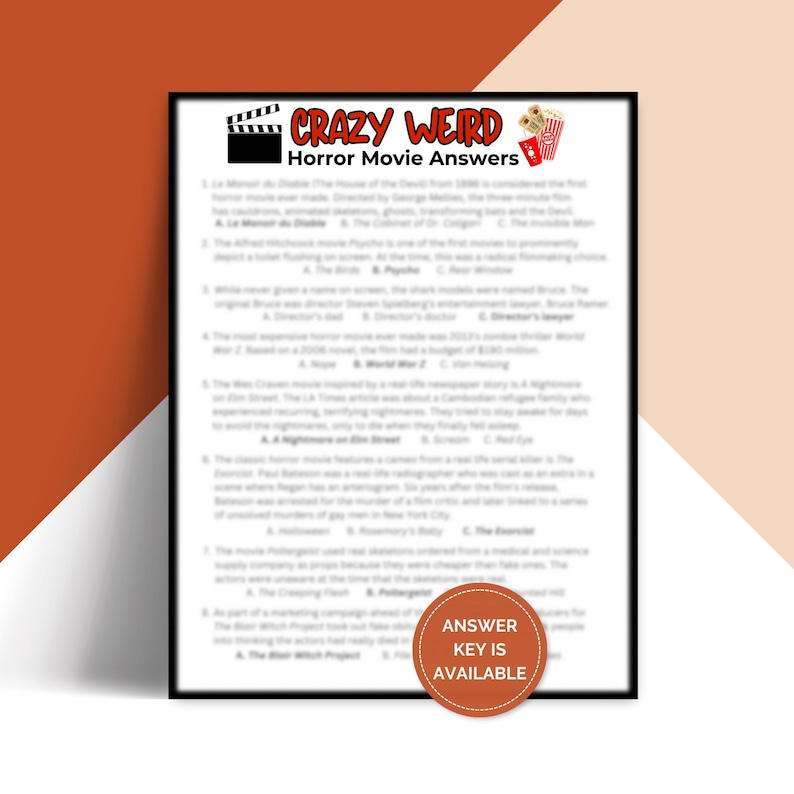 Printable Crazy Weird Horror Movie Trivia Game, Scary Movie Pub Trivia ...
