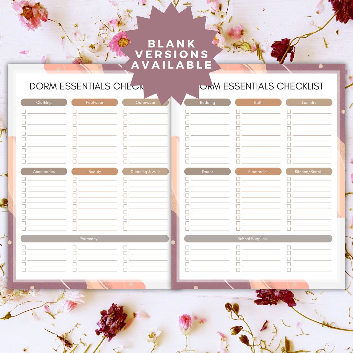 Editable College Dorm Essentials Checklist - A Printable Boho Granola ...