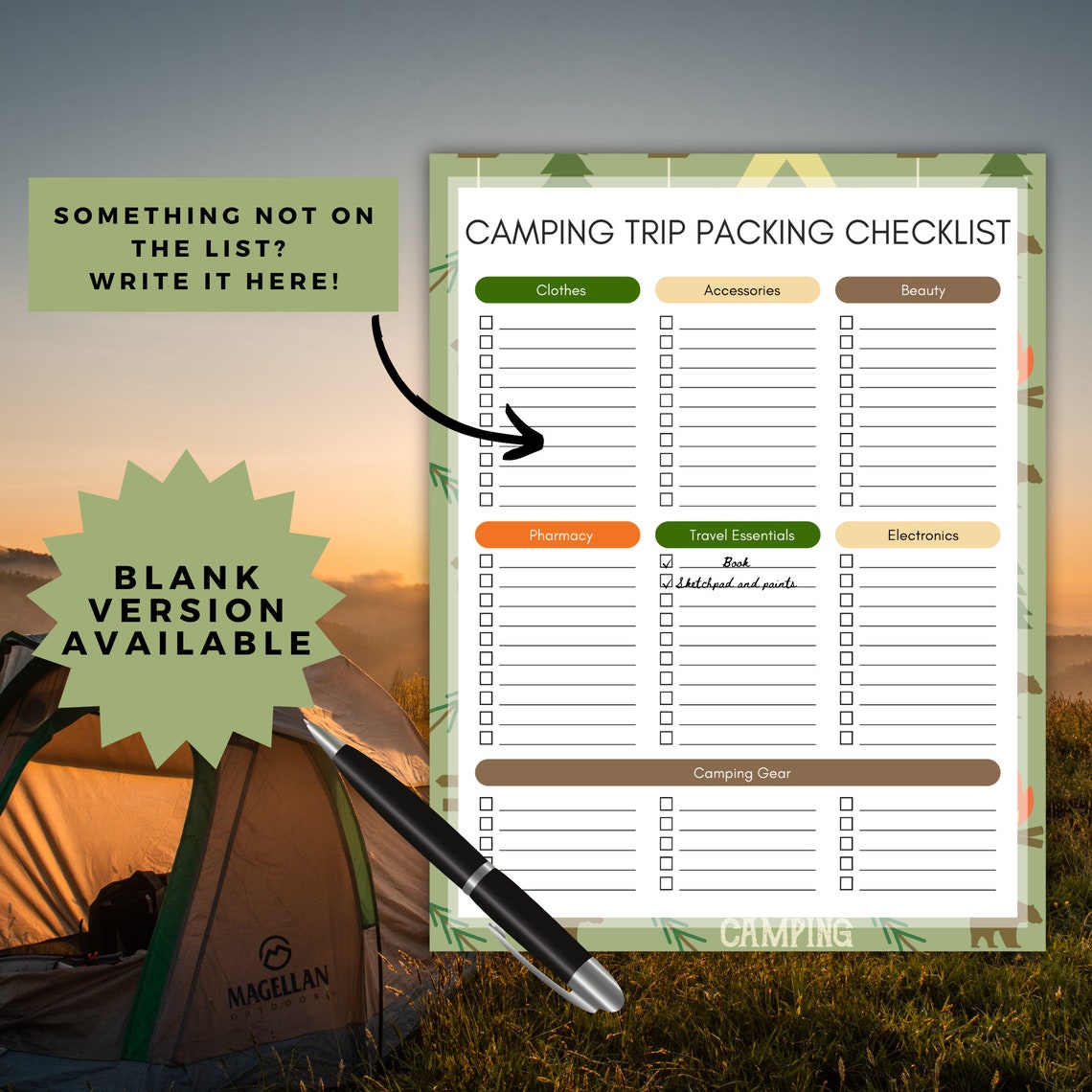 Printable Camping Essentials Checklist, Camping Packing Checklist ...