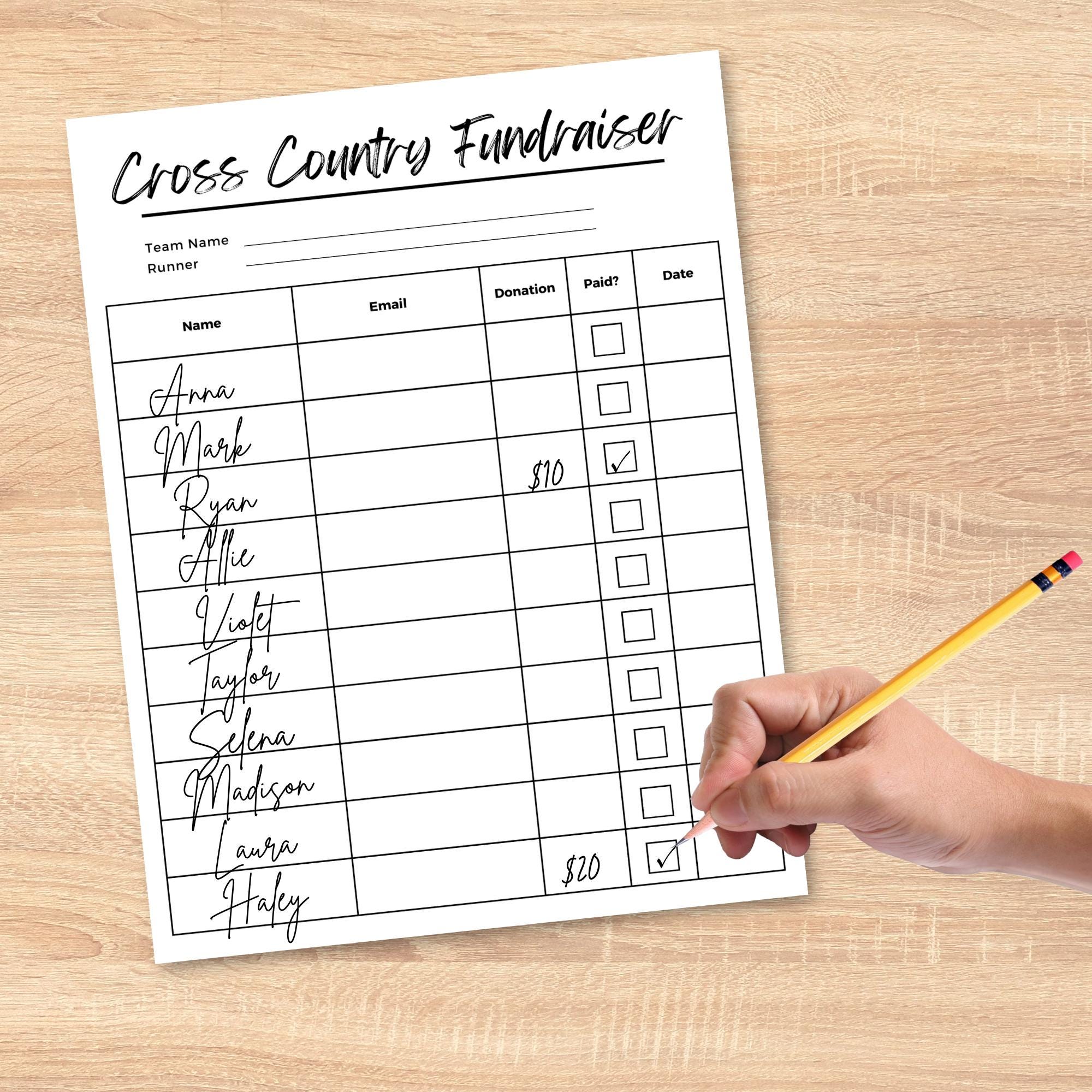 Printable Cross Country Running Fundraising Bundle: Fill My Running ...