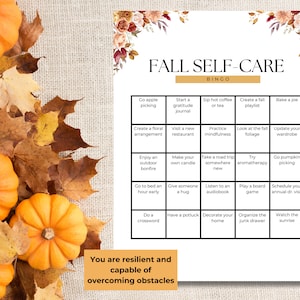 Printable Self Care Fall Wellness Bingo Card for Therapy Tools and Self ...