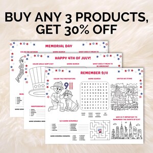 Printable Memorial Day Games Paper Placemat - Summer Fun for Everyone ...