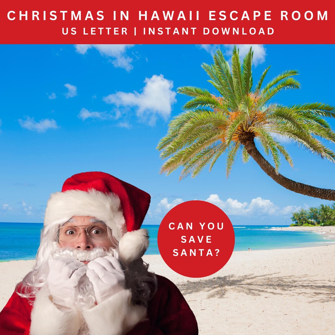 Printable Escape Room Christmas in Hawaii Games, Escape Room for Kids ...