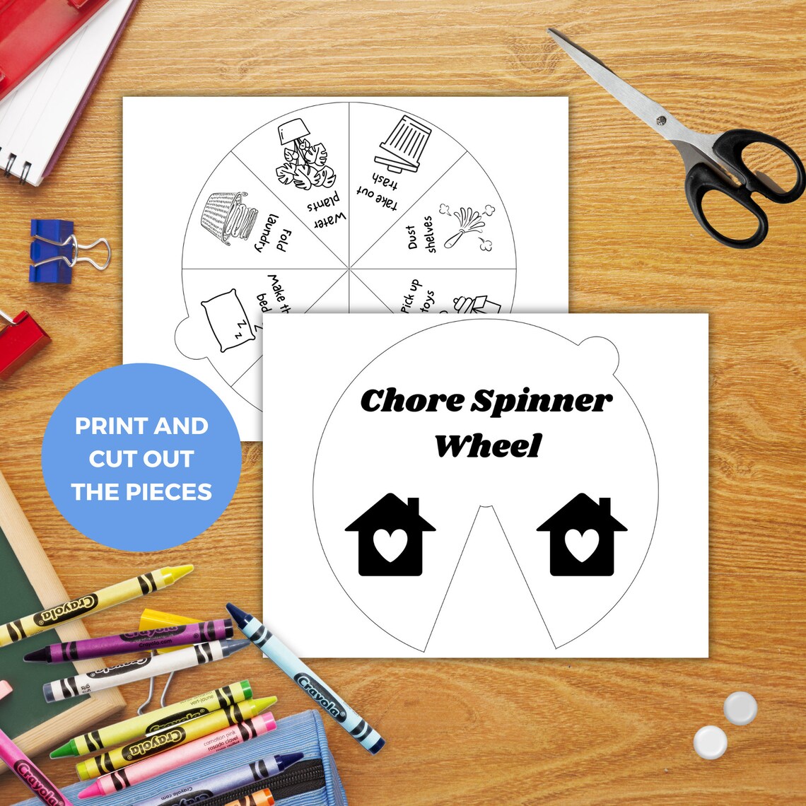 Printable Kids Chores Wheel Coloring Craft, Chore Chart for Kids, Paper ...