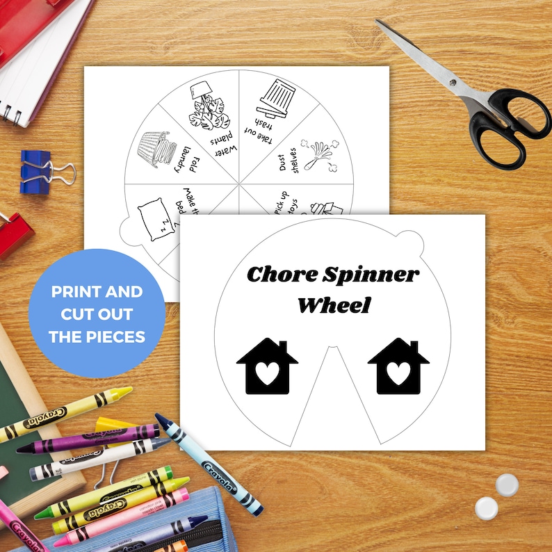 Printable Kids Chores Wheel Coloring Craft, Chore Chart for Kids, Paper ...