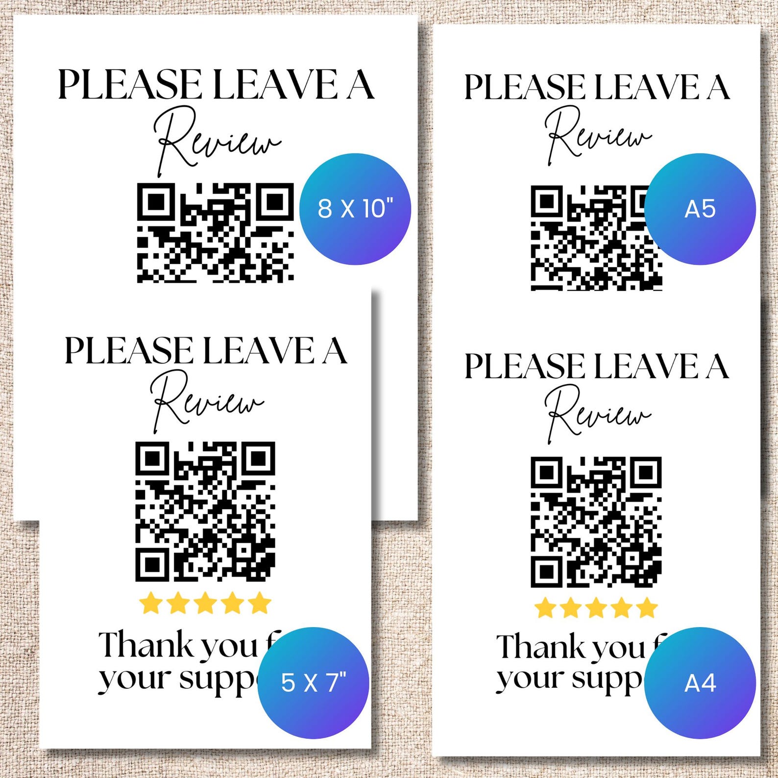 Editable Please Leave a Review QR Code Sign Template, Thank You ...