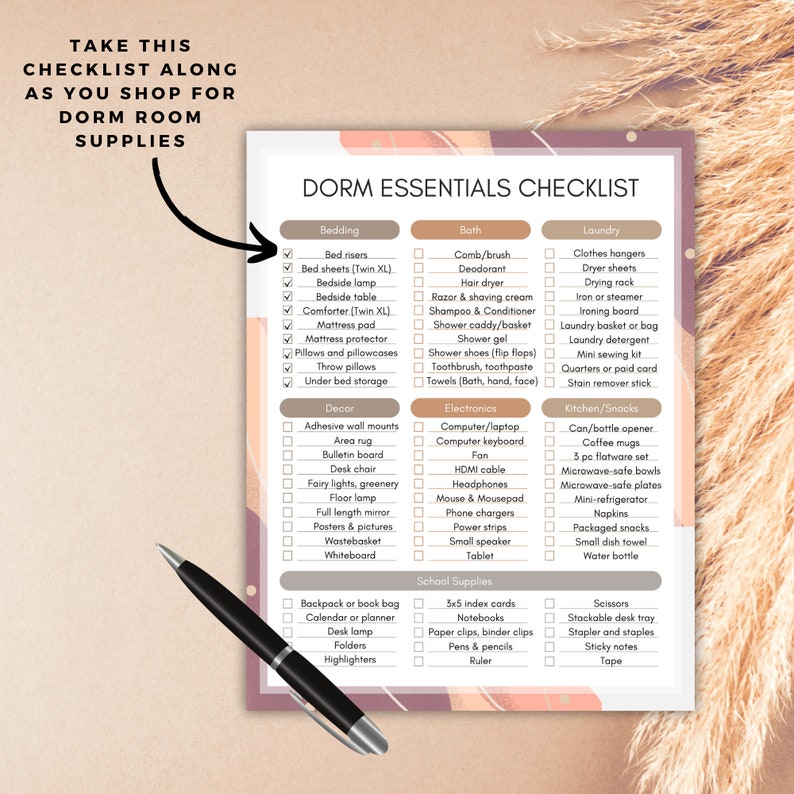 Editable College Dorm Essentials Checklist - A Printable Boho Granola ...