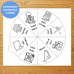 Printable Kids Chores Wheel Coloring Craft, Chore Chart for Kids, Paper ...
