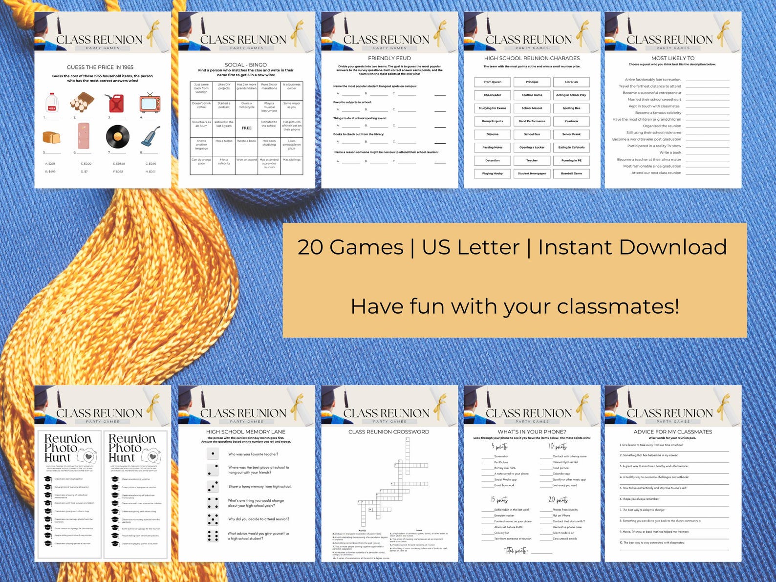 Printable Class of 1965 Class Reunion Games, 60th Class Reunion ...
