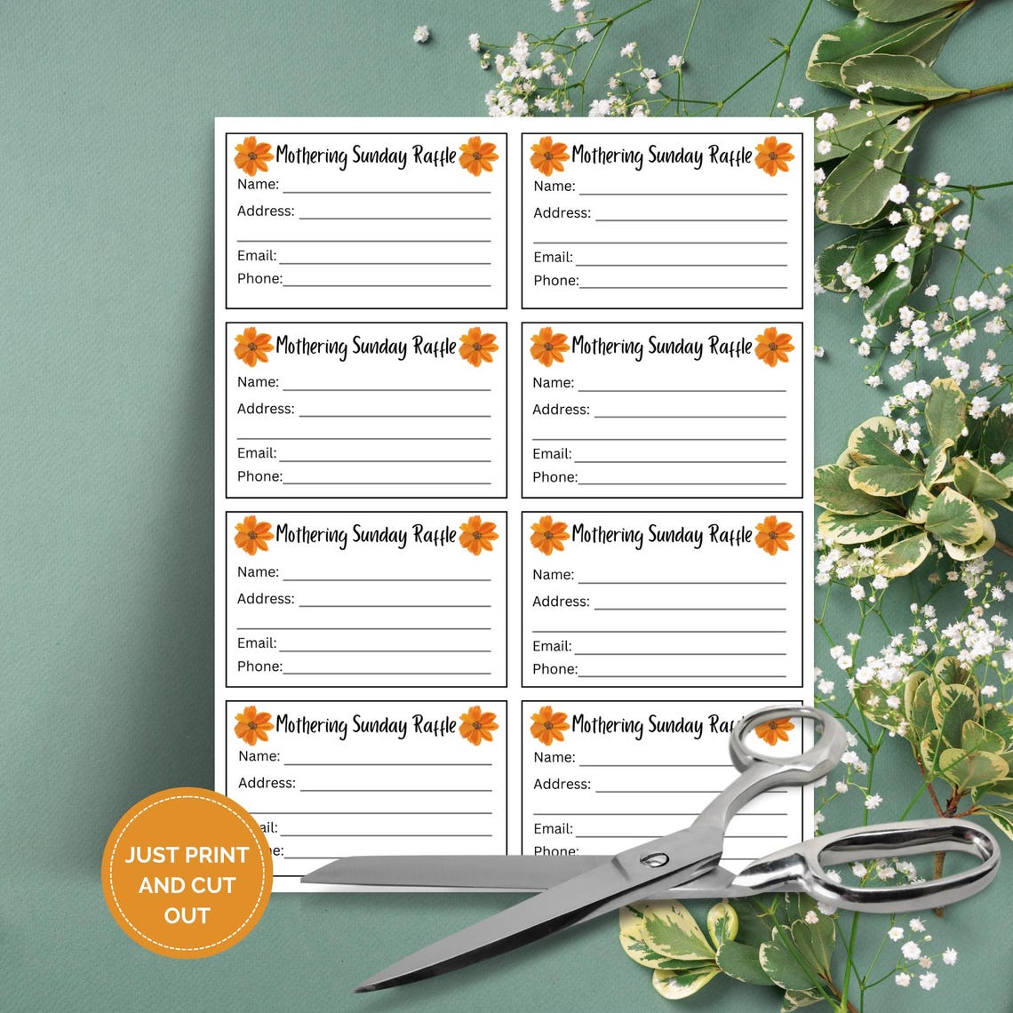 Printable Mothers Day Raffle Ticket Template, Mothering Sunday ...