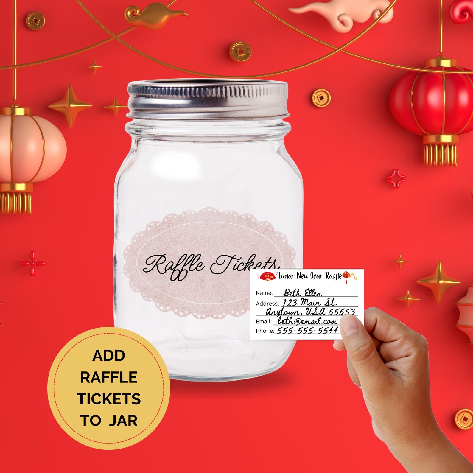 Printable Lunar New Year Raffle Tickets, Chinese New Year Fundraising ...
